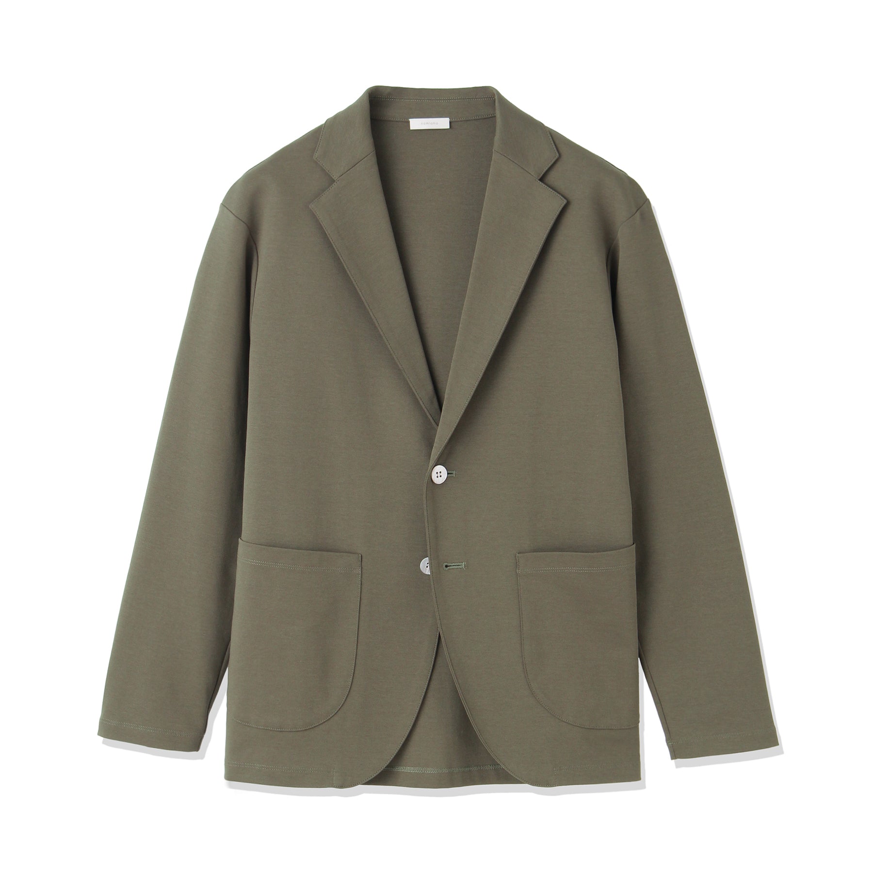 nomiamo（ノミアモ）コットンダブルジャージー ジャケット カーキ【MASTERPLAN（マスタープラン）】